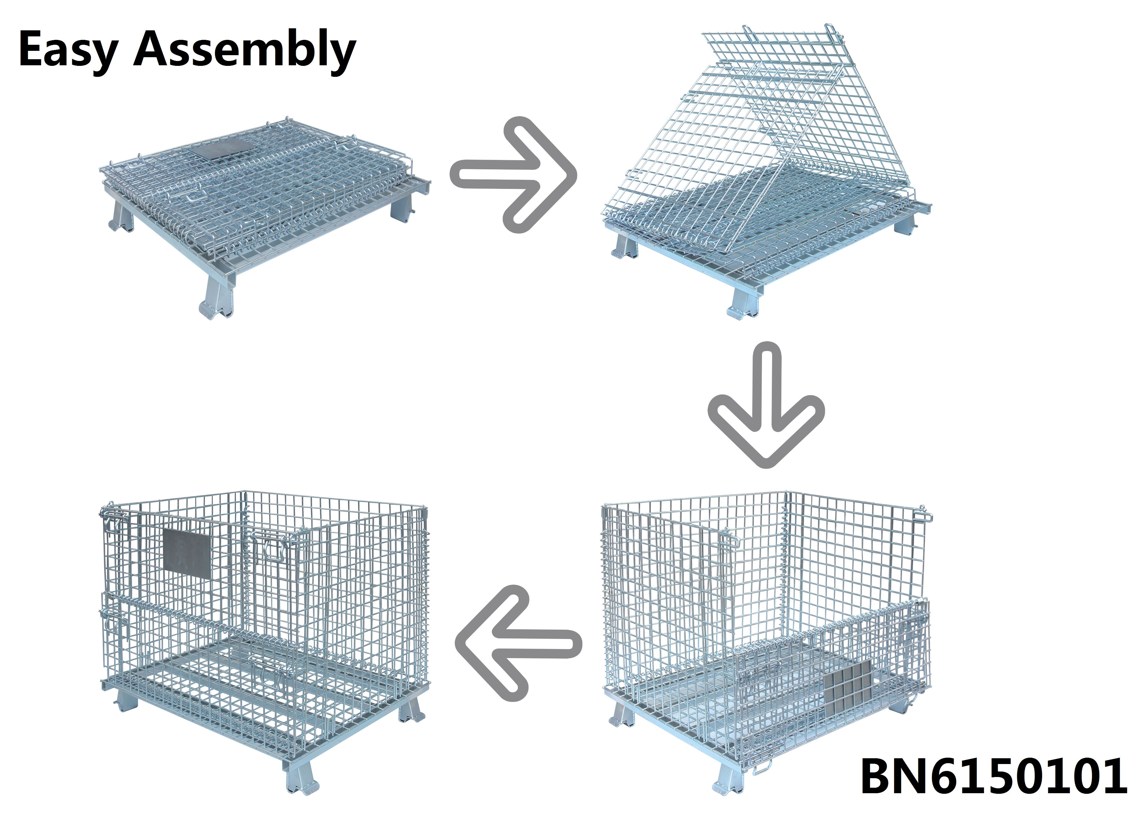 40x32x33 Inch Collapsible Metal Storage Containers , Industrial ... 40x32x33 Inch Collapsible Metal Storage Containers , Industrial ...